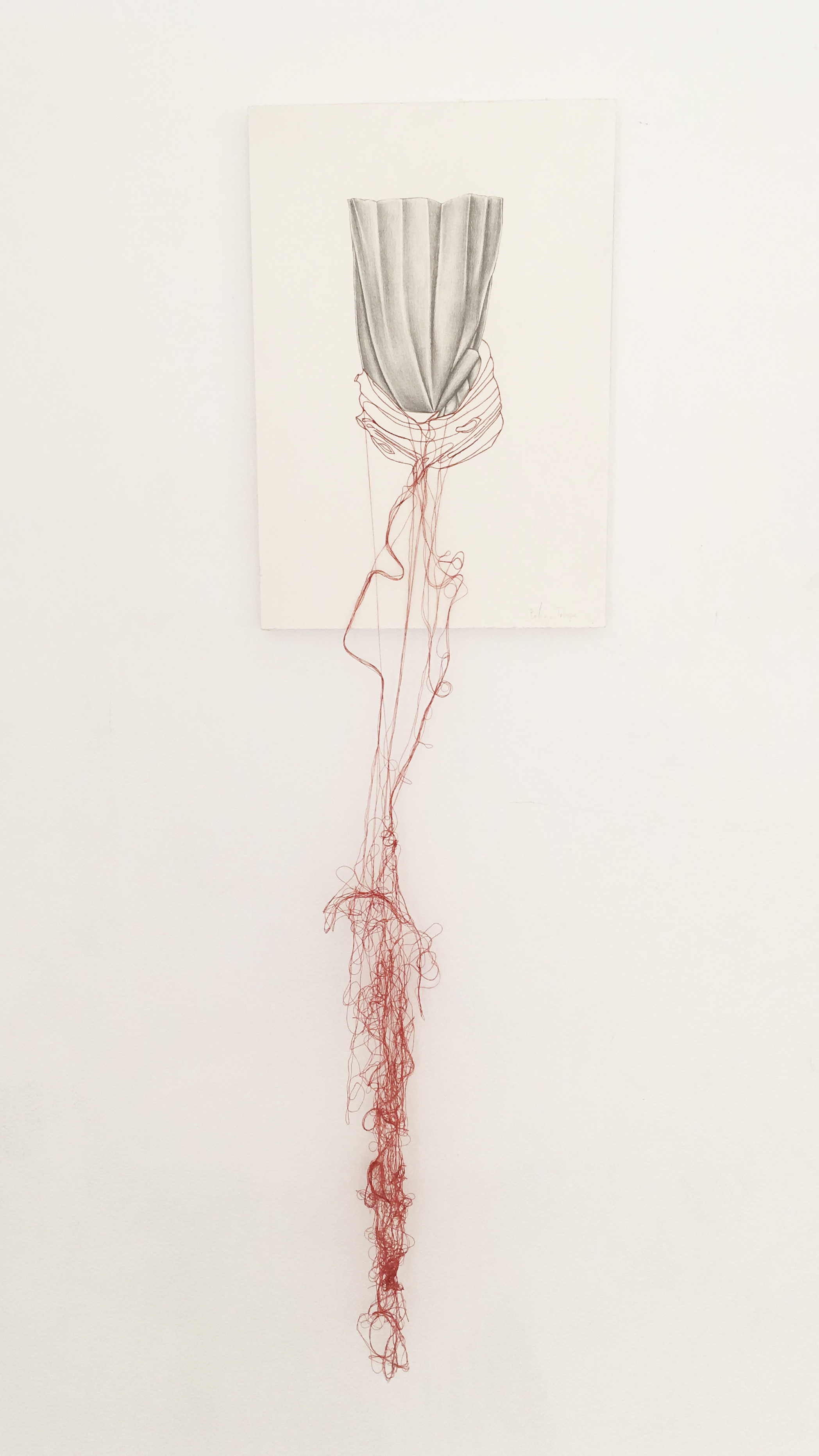 divi divi tree triptyque, crayon et fil à coudre sur papier, 42 x 29,7 ...